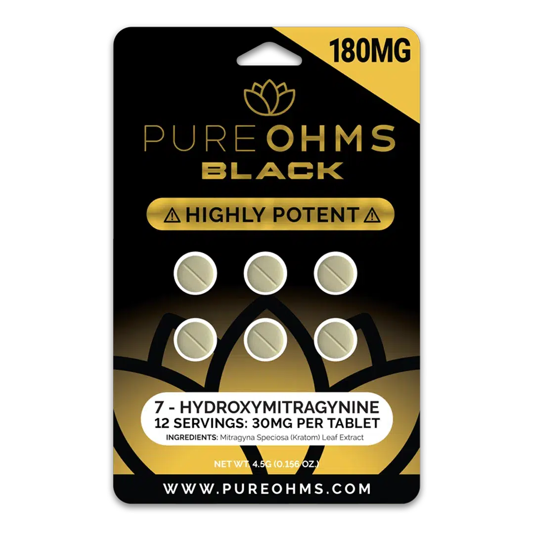 Pure Ohms Black 180mg Tabs – High-Potency 7-OH 6ct